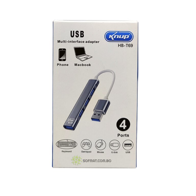 Hub USB 3.0 de 4 Puertos Knup HB-T69 | Sofmat | Componentes Electrónicos